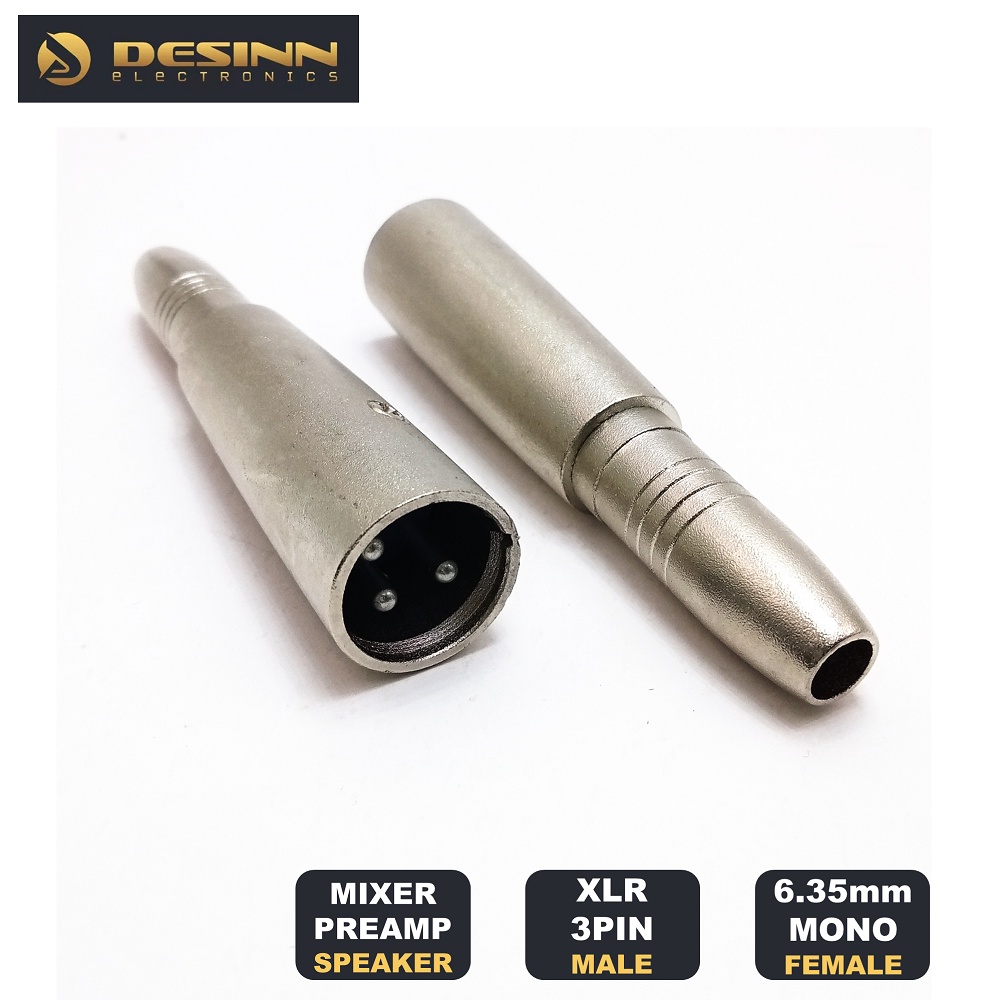 Desinn 6.35mm 1/4 Inch Balanced Female to XLR 3 Pin Male Adapter Audio ...