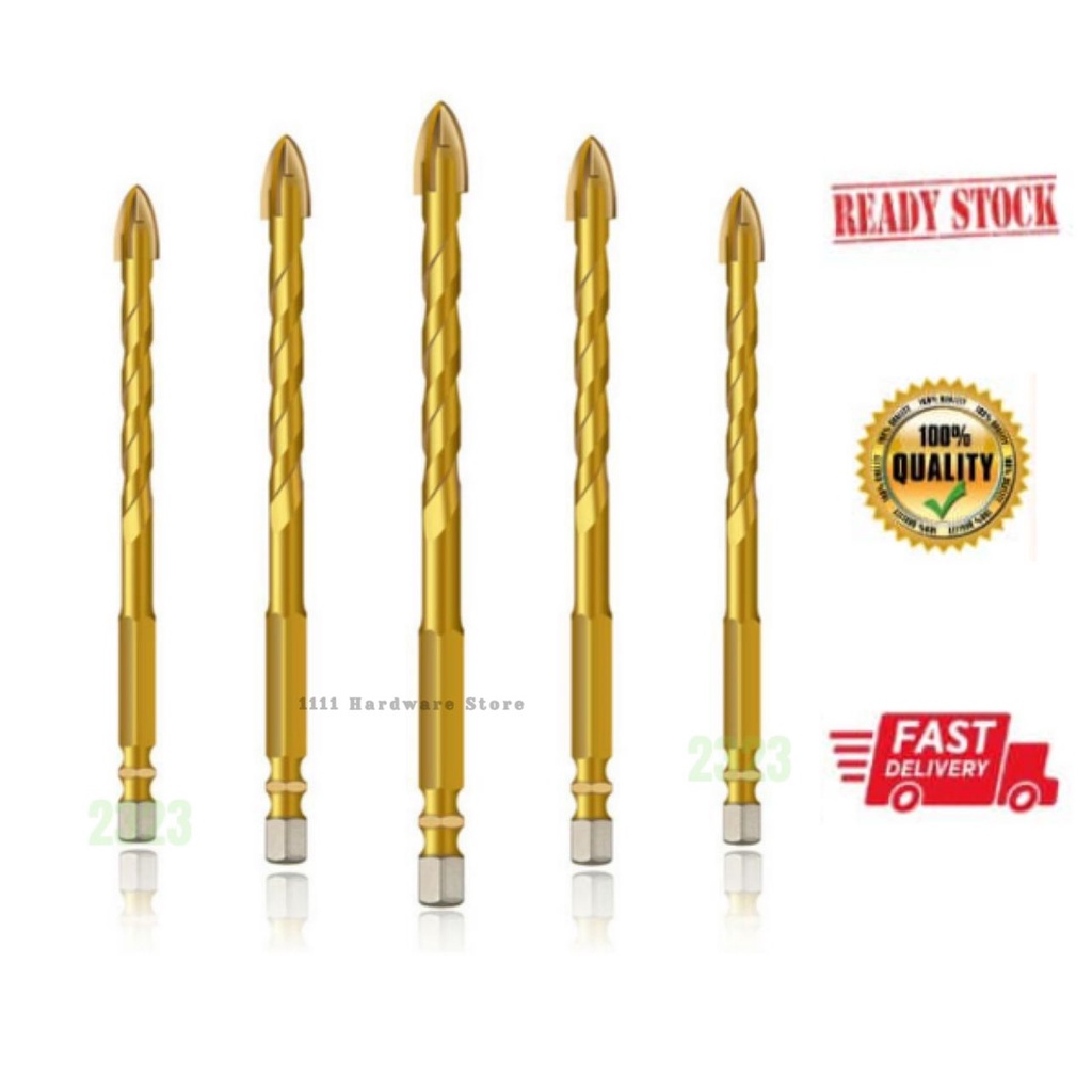 6MM CROSS TYPE GLASS & TILE DRILL BIT / MATA GERUDI MOZEK /JUBIN / KACA ...