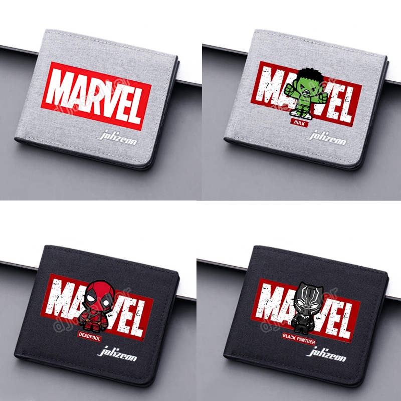Marvel Short Purse Canvas Men Bifold Wallets Cartoon Print Boy Cash ...