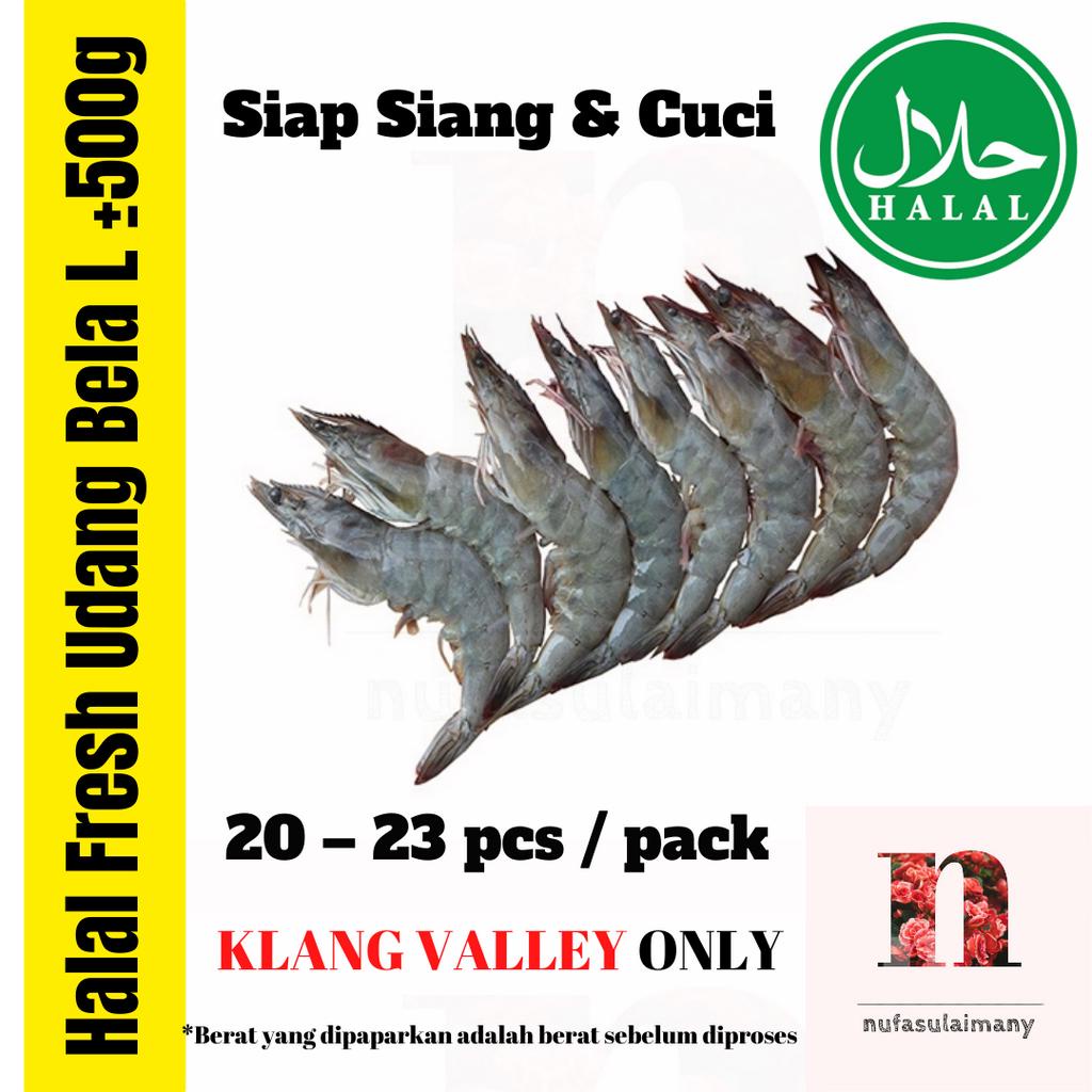 Halal Udang Bela L Segar Fresh Grey Prawns Large 500g [Klang Valley ...