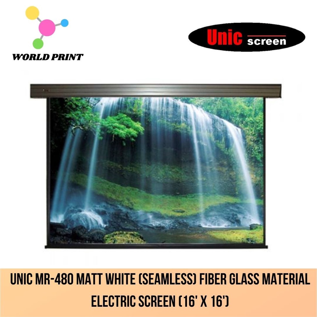 Unic MR-480 Matt White (Seamless) Fiber Glass Material Electric Screen ...