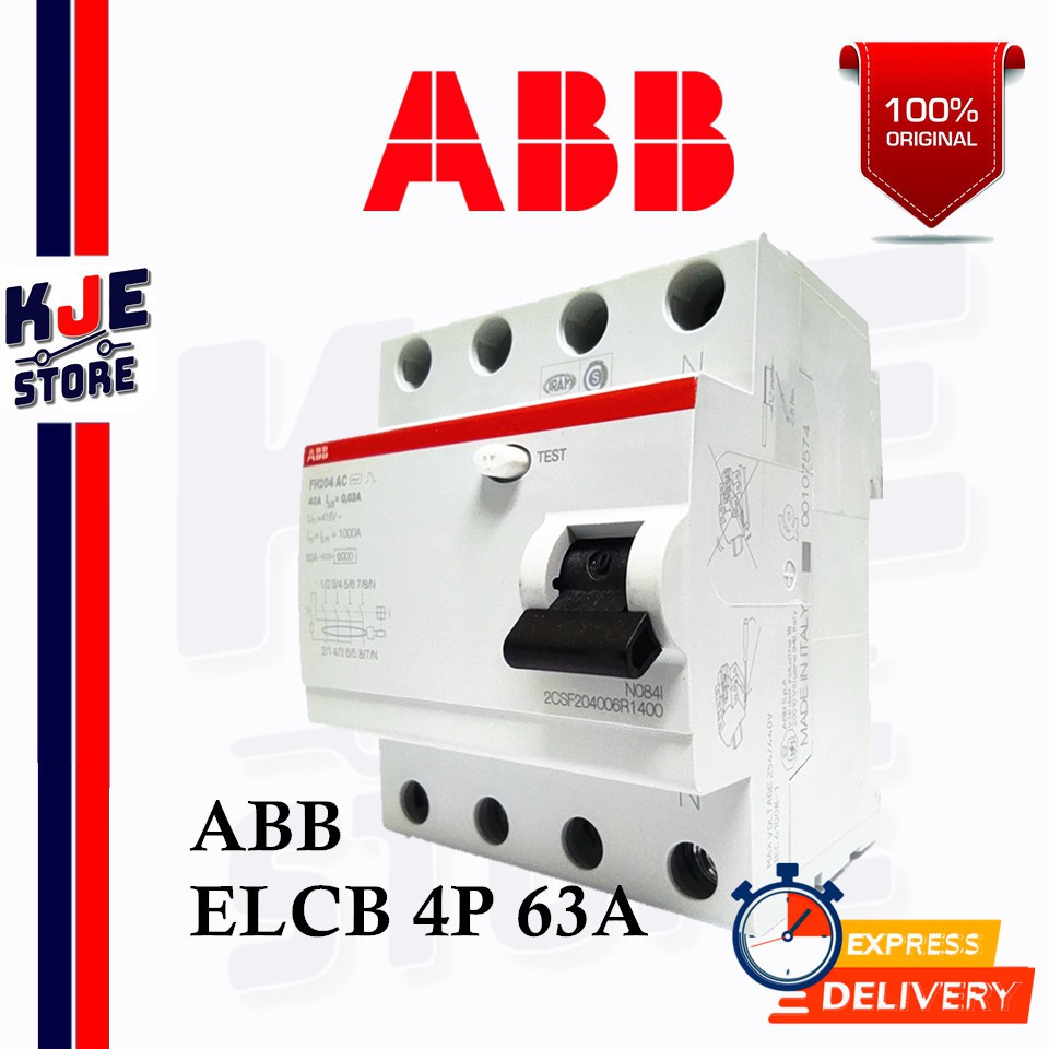 ABB ELCB/RCCB FH204 4P 63A [ 30mA / 100mA / 300mA ] [Ready stock] | Shopee Malaysia