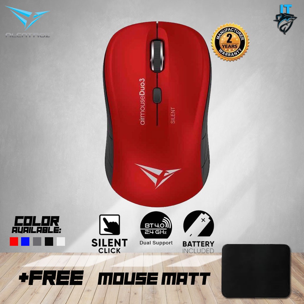 Alcatroz AirMouse Duo 3 Wireless 2.4G Bluetooth Silent Mouse (Battery ...