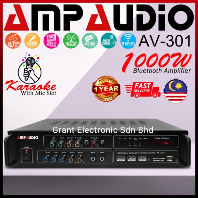 Ampaudio Karaoke Professional Amplifier AV-301 AV302 Bluetooth Stereo ...