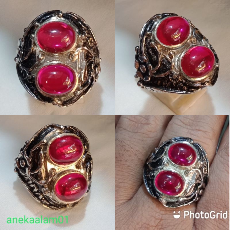 MERAH Siam BANGKOK RED GEMS Stone Ring 2 eyes | Shopee Malaysia