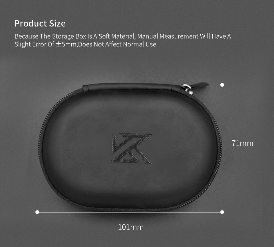 KZ Oval logo Storage Bag Headphones PU Zipper Storage Box Black ...