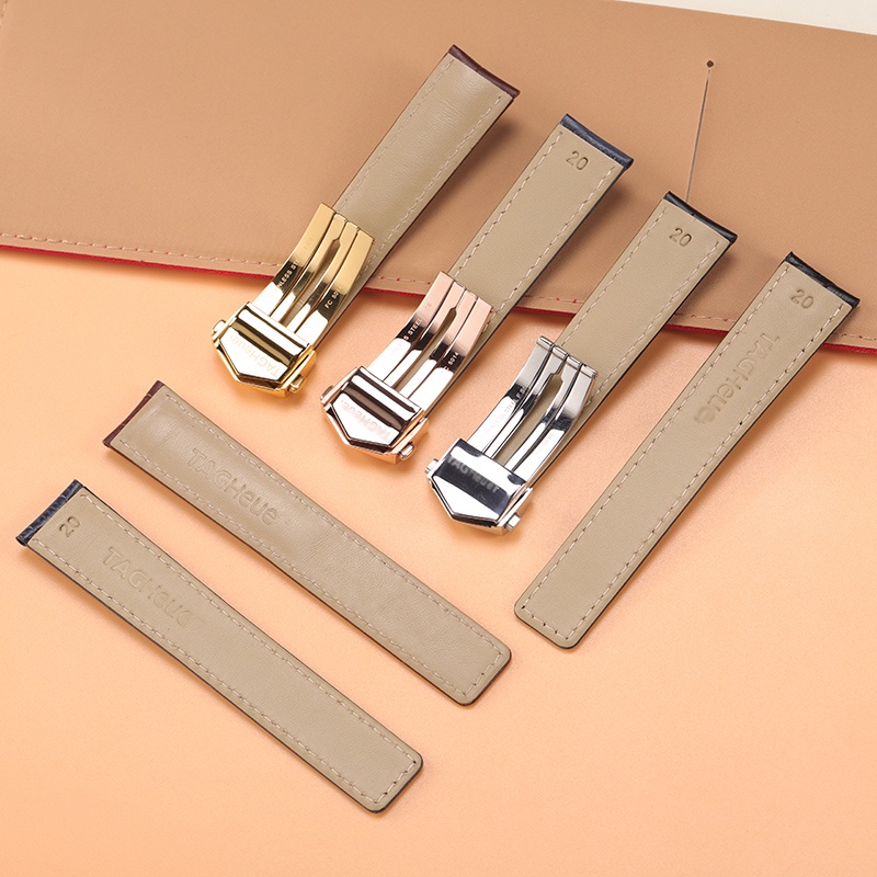 For TAG Heuer Strap 20mm 22mm 24mm Leather Strap For TAG Heuer Folding ...