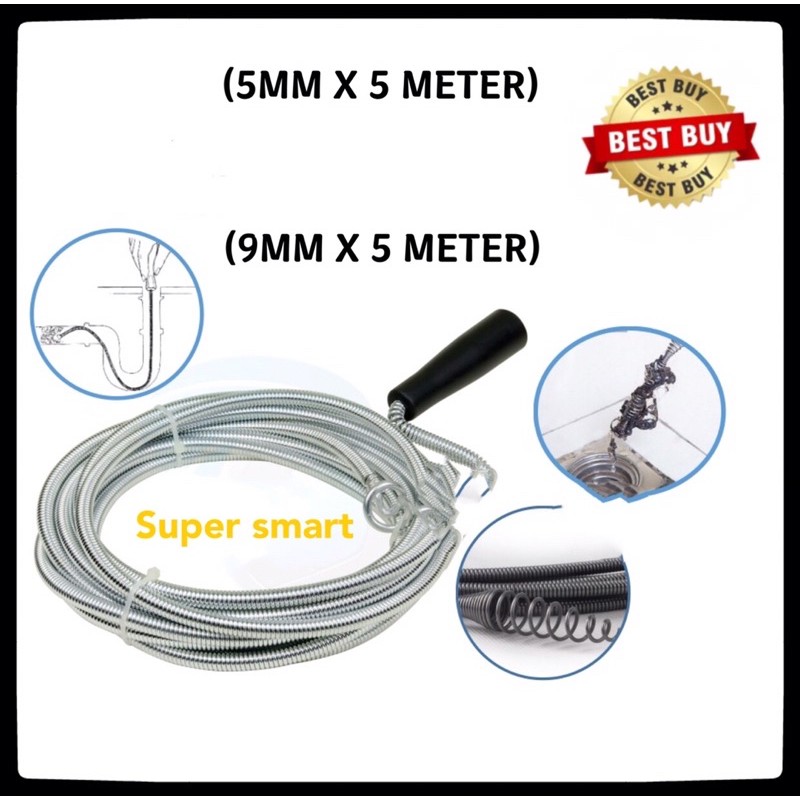 DRAIN CLEANER WITH SPRING ROD ( MENGELUAR RAMBUT DAN SAMPAH) | Shopee ...
