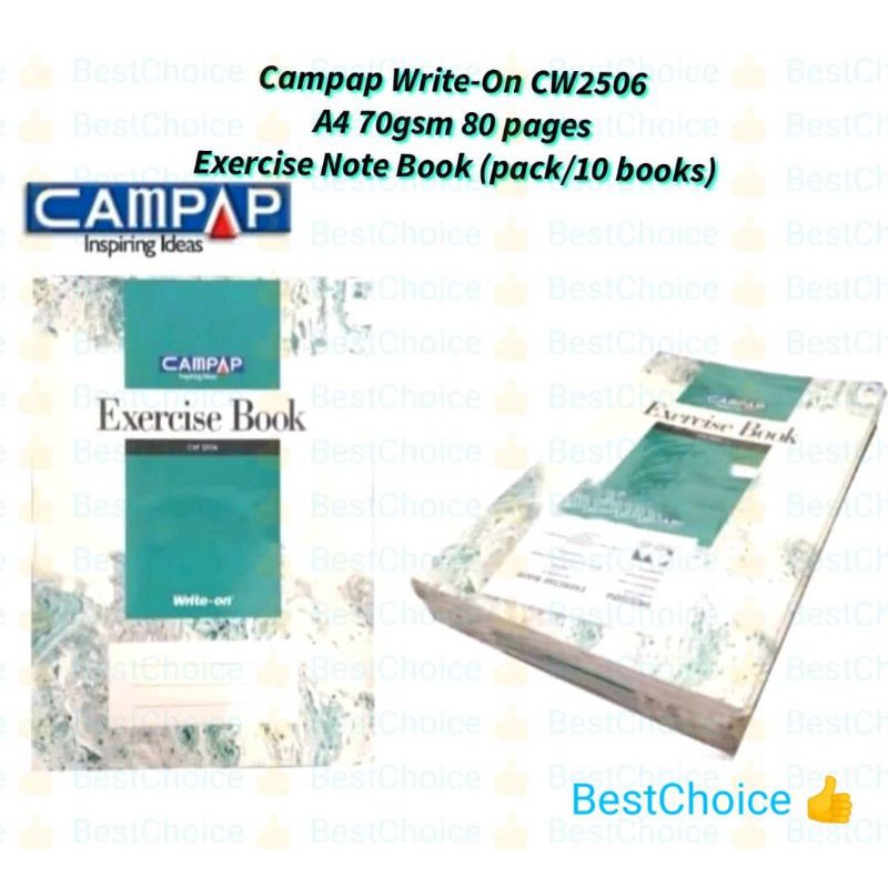A4 Campap Write-On CW2506 70gsm 80 pages Exercise Note Book (pack/10 ...