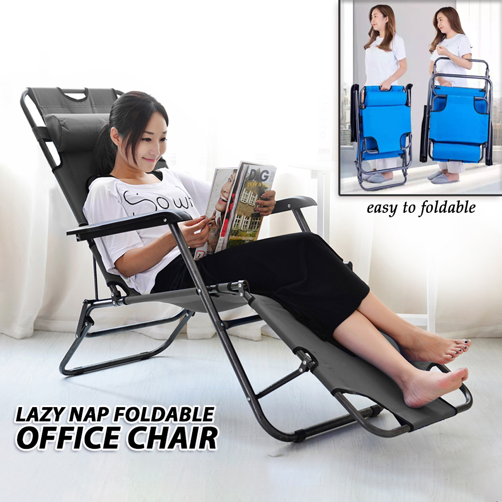 LC006 Lazy Chair 2 in 1 Portable Folding Chair & Bed Lazy Chair Outdoor ...