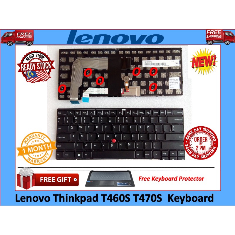 Lenovo Thinkpad T460S T470S Backlit Keyboard English 01EN682 01EN723 ...