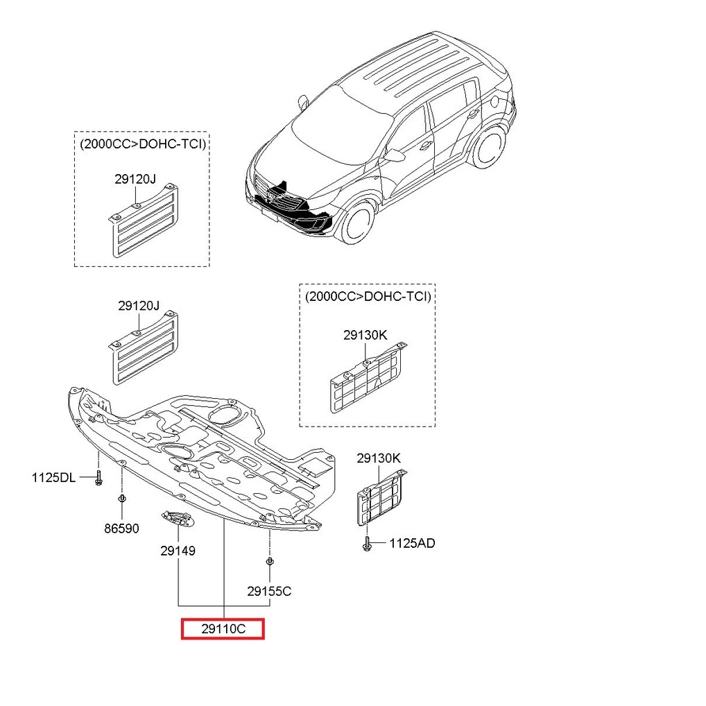ENGINE UNDER COVER (CENTER) GENUINE PART (ORIGINAL) [29110-3W600] KIA SPORTAGE SL 2010 | Shopee ...