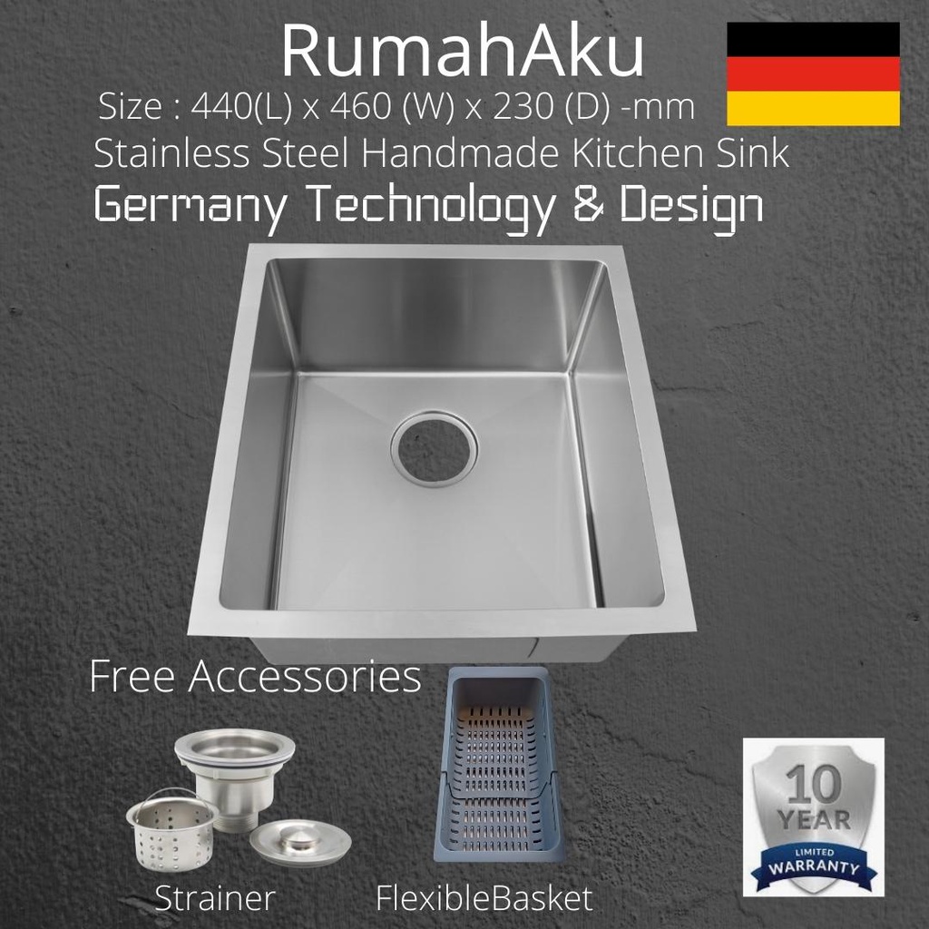 Original Sink/Sinki Dapur 304 Stainless Steel Handmade Kitchen Sink ...
