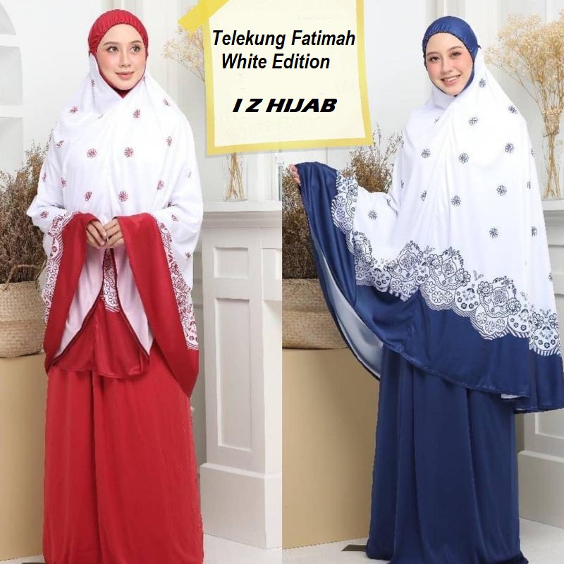 TELEKUNG PREMIUM CORAK BUNGA FATIMAH WHITE EDITION | Shopee Malaysia