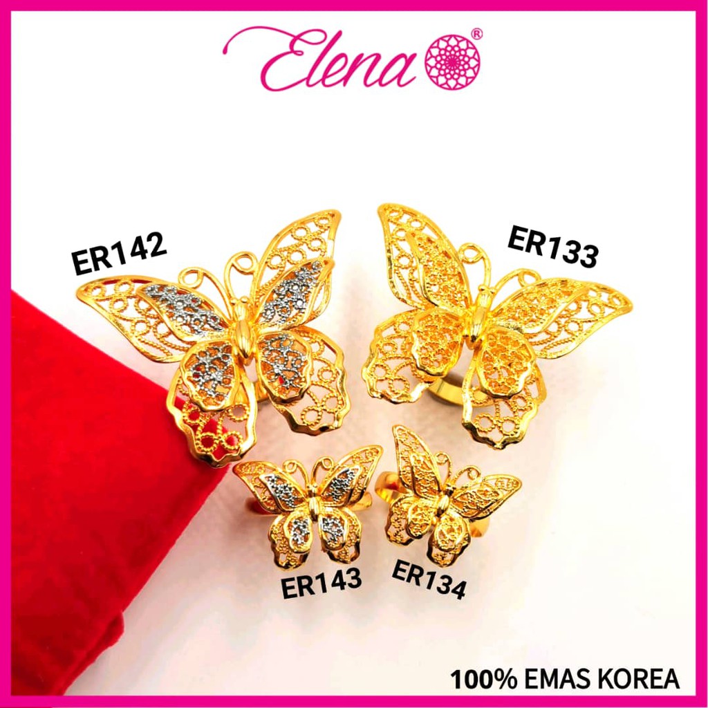 Elena Emas Korea Ring - Cincin Rama Rama (ER133)(ER134) (ER142) (ER143 ...