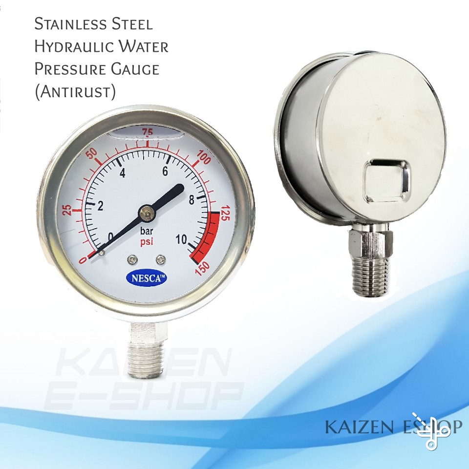 NESCA Hydraulic Water Filter Pressure Gauge (SUS Anti rust) | Shopee ...