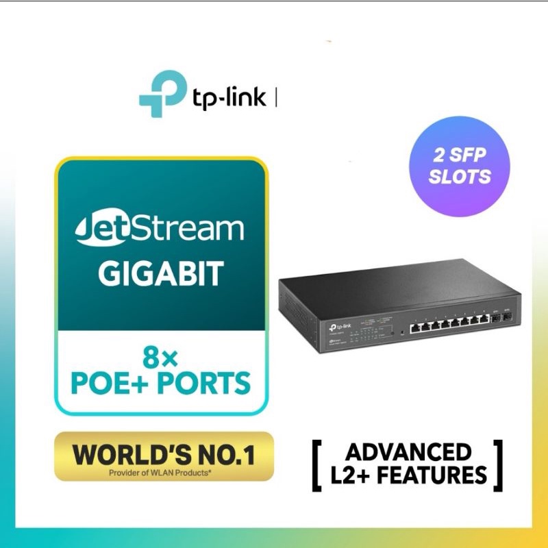 Tplink JetStream 8 port gigabit smart PoE Switch with 2 SFP port ...