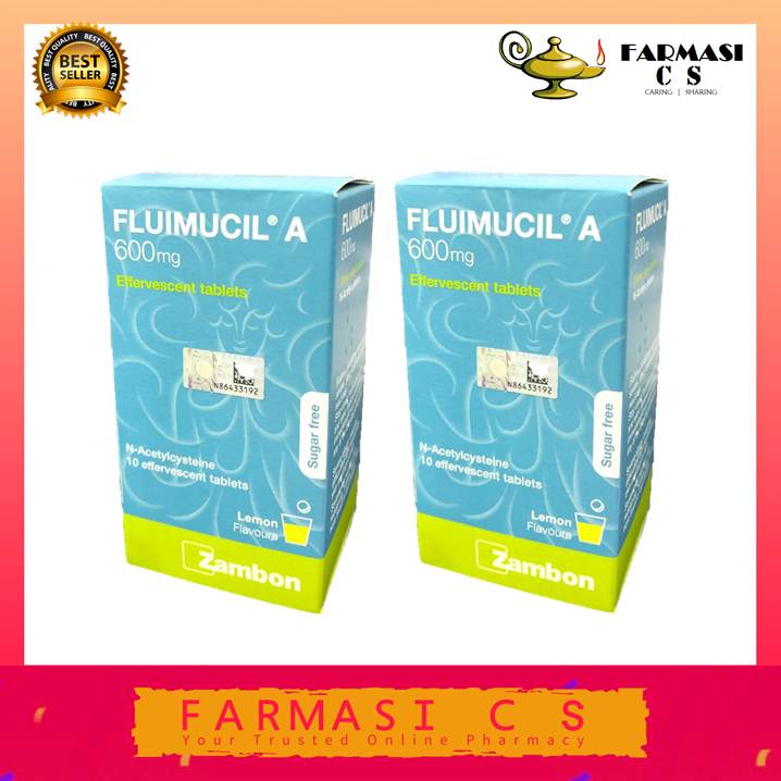 Zambon Fluimucil A 600mg Effervescent Tablets 10s x 2 (TWIN) Lemon ...