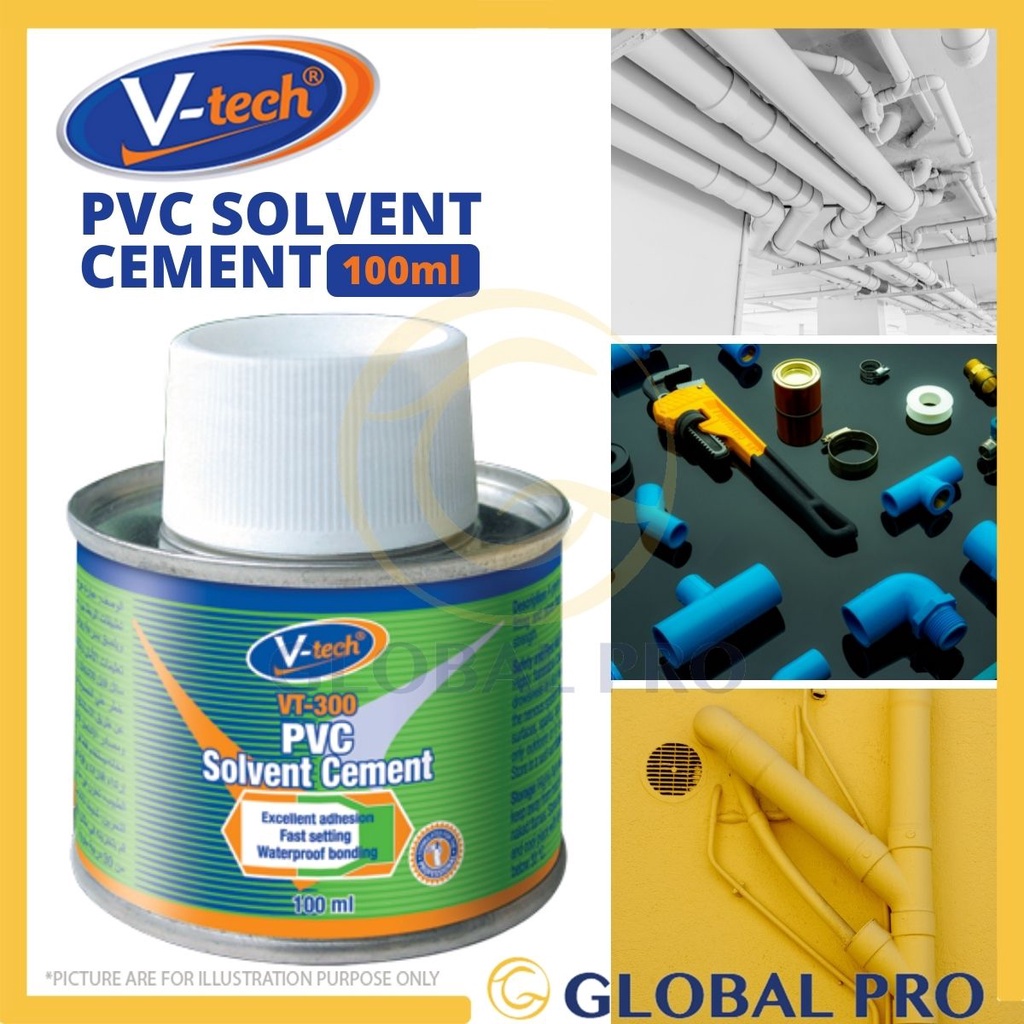 VTECH VT-300 PVC Solvent Cement 100ml Clear Color Bond and Fitting PVC ...
