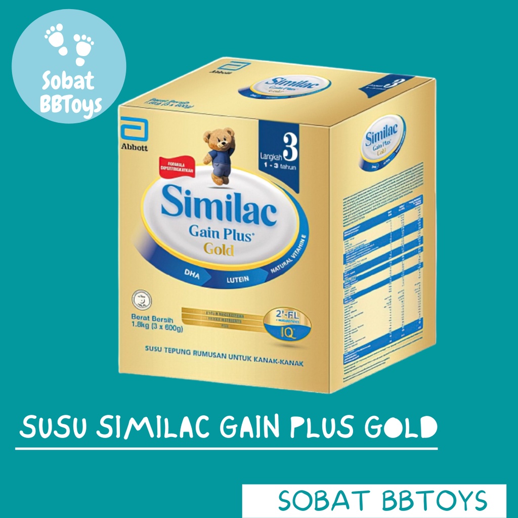 Susu Similac Gain Plus Gold 3kg BIB (Growing Up Milk for Faster ...