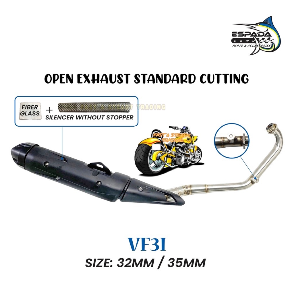 ESPADA OPEN EXHAUST PIPE RACING E6 Y15ZR/ LC135/ RS150/ SYM VF3I/ RSX150 | Shopee Malaysia