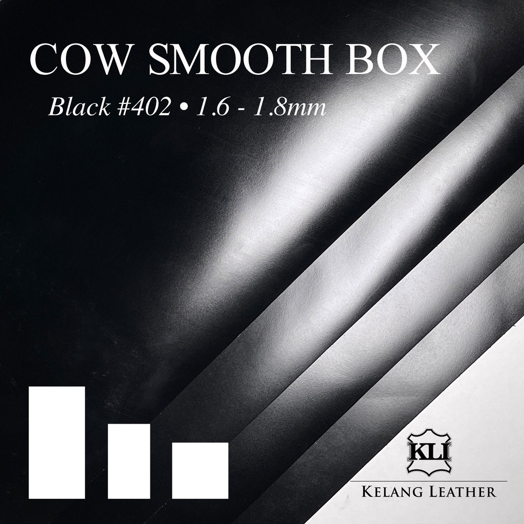 LEATHER PANELS Cow Smooth Box #402 BLACK 1.6-1.8mm Genuine Cow Chrome ...