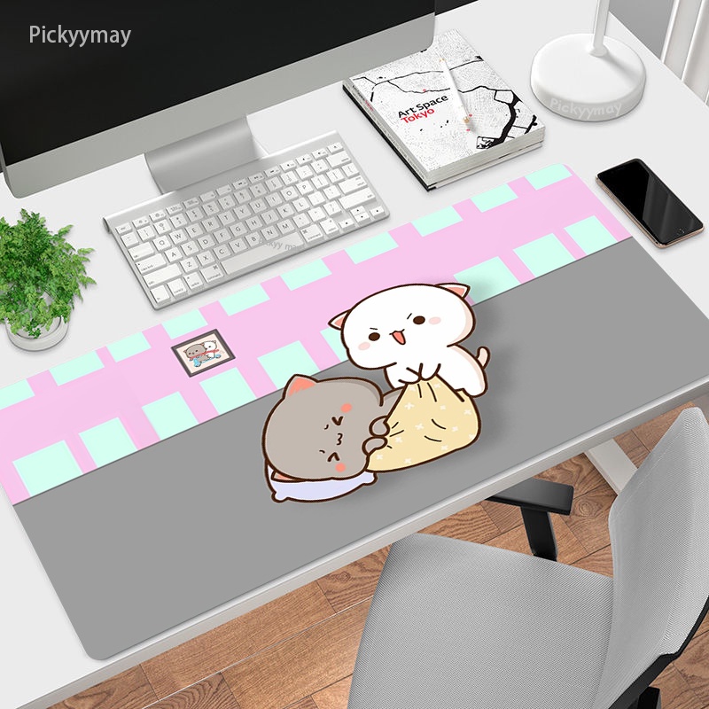 Peach Mochi Cat Large Kawaii Mouse Pad Student Mousepad Gamer 900x400 ...