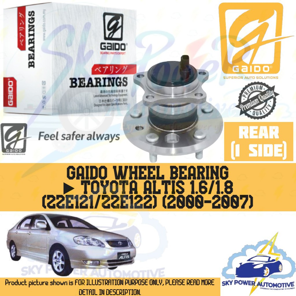 TOYOTA ALTIS 1.6/1.8 (ZZE121/ZZE122) (2000-2007) GAIDO WHEEL BEARING ...