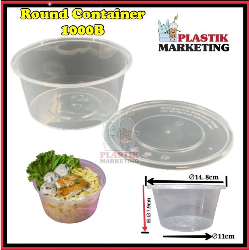 1000B Round Container 50pcs± / Bekas Bulat Microwaveable/ Laksa ...