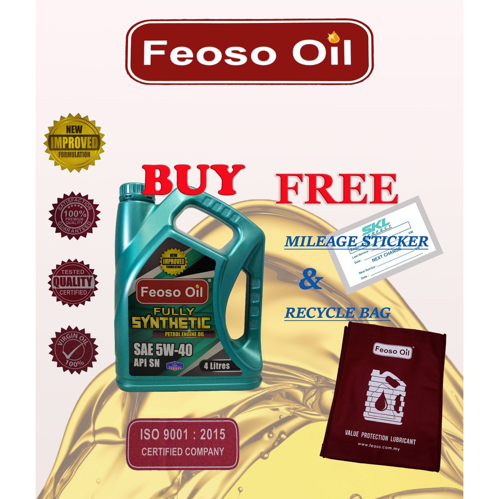 [AUTHENTIC] FEOSO - FULLY SYNTHETIC SAE 5W-40 GENUINE ENGINE OIL API SN ...