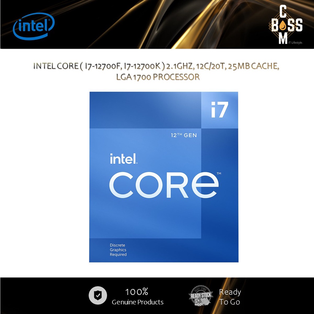 *ORIGINAL* INTEL CORE ( I7-12700F, I7-12700K ) 2.1GHZ, 12C/20T, 25MB ...