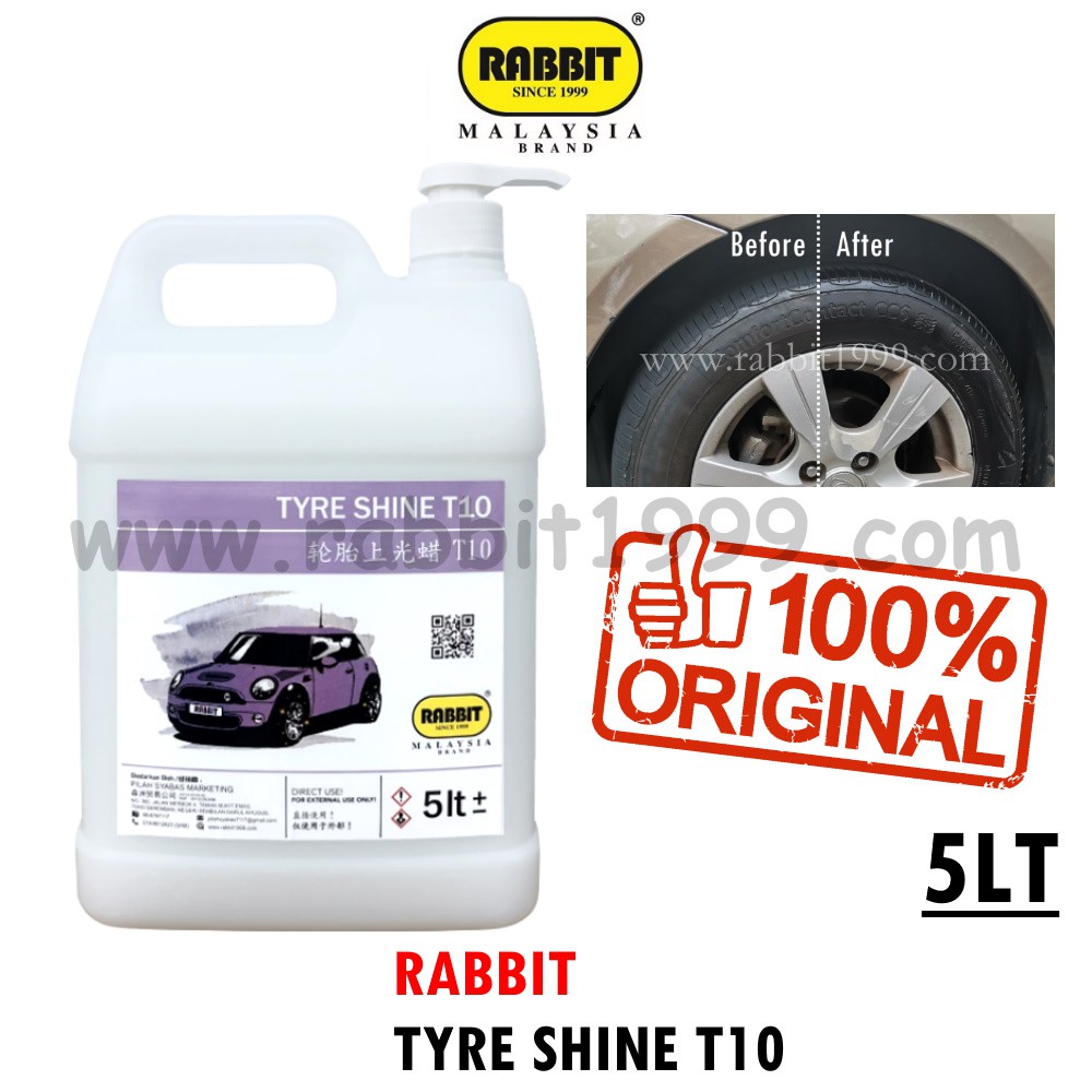 RABBIT TYRE SHINE T10 - 5Lt - tyre wax silicone 5kg [HighPerformance ...