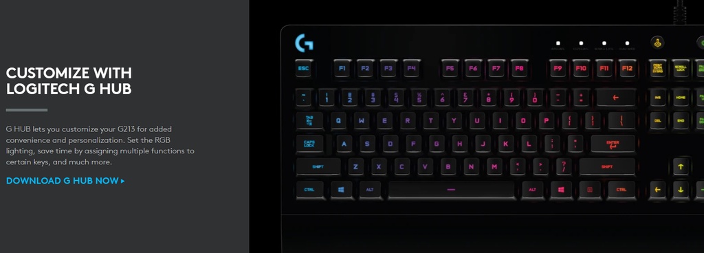LOGITECH G213 PRODIGY RGB WIRED GAMING KEYBOARD DEDICATED MEDIA ...