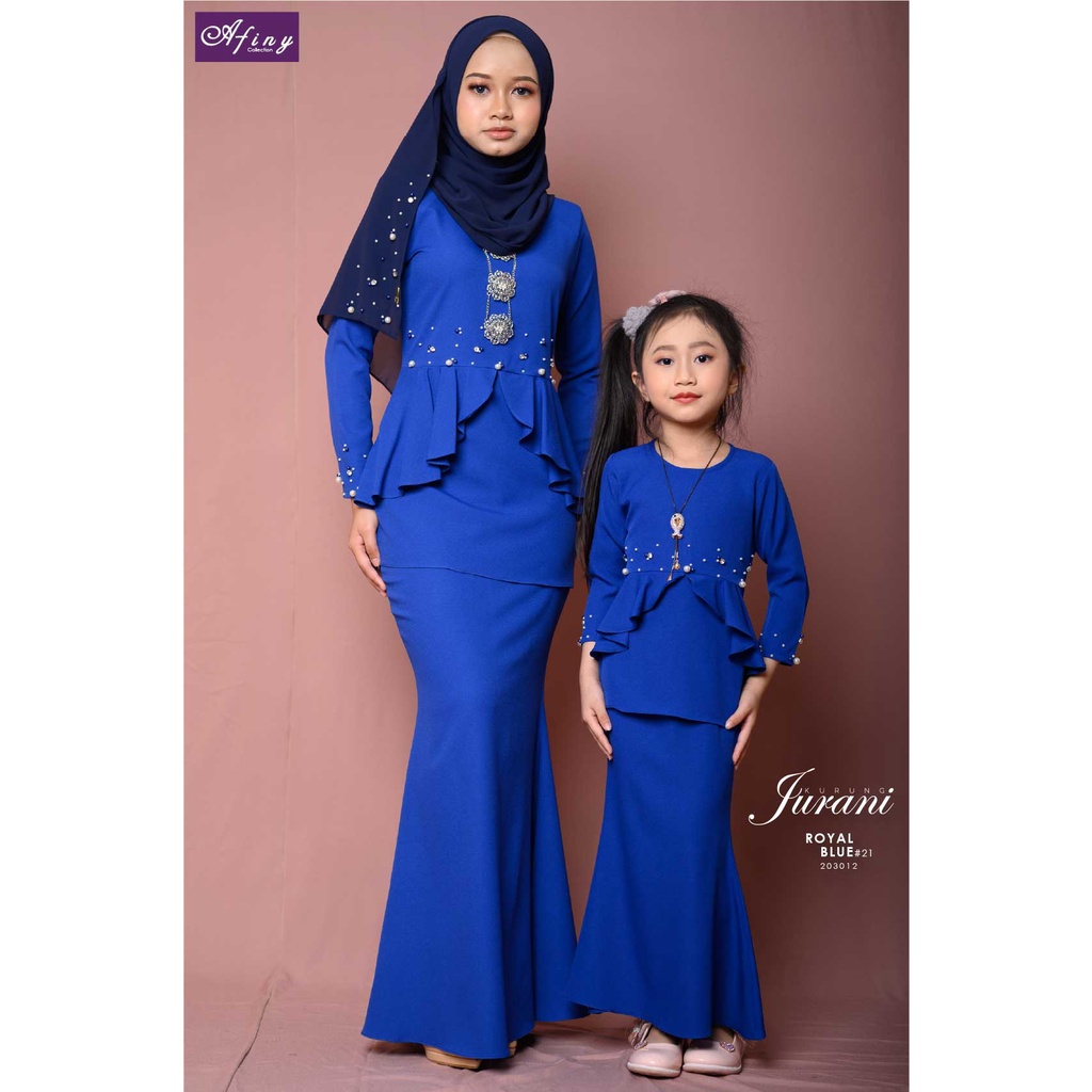Raya 2023 Kurung Jurani Royal Blue Sedondon Ibu & Anak | Shopee Malaysia