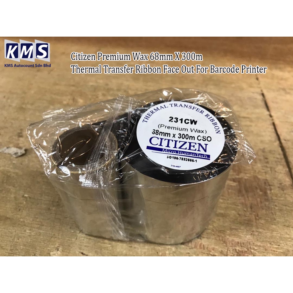 Citizen Premium Wax 68mm X 300m Thermal Transfer Ribbon Face Out For ...