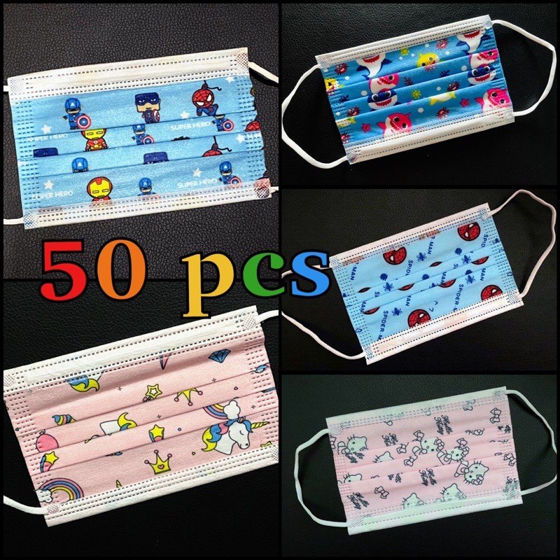 🔥 [50 pcs] 3-PLY MASK MUKA BUDAK KARTUN/ FACE MASK KIDS SPIDERMAN ...