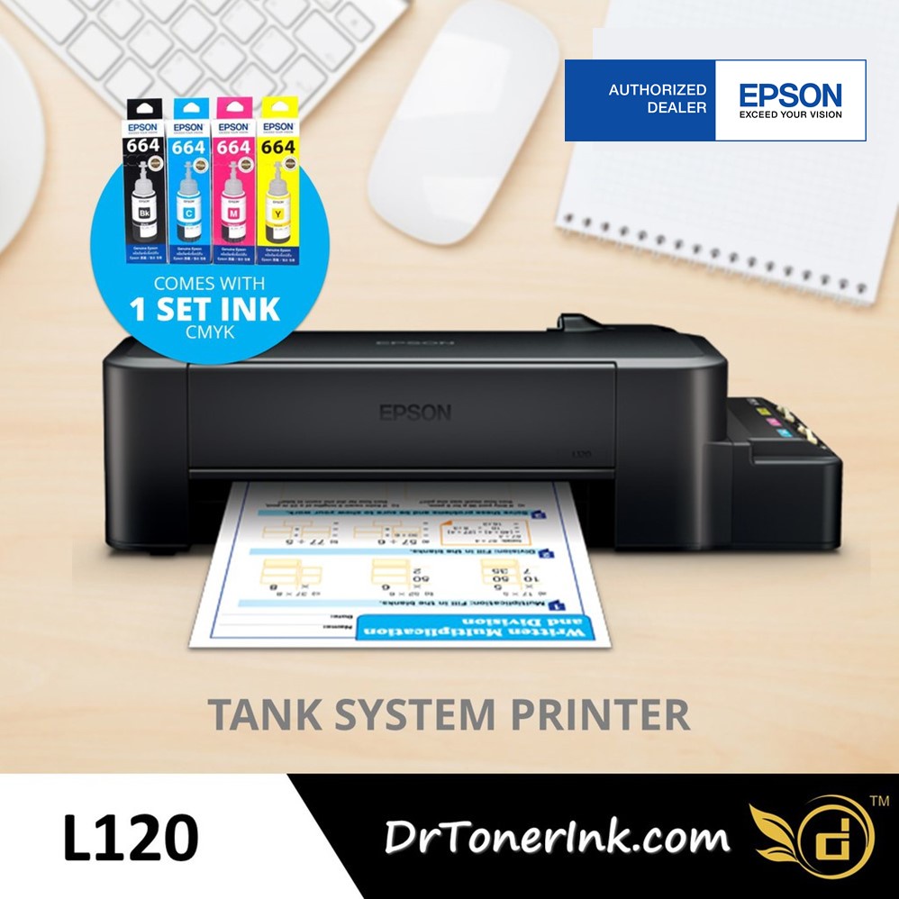EPSON L120 Ink Tank System Printer with 1 SET Original Epson Ink (C/M/Y/K) - By DrToner | Shopee ...