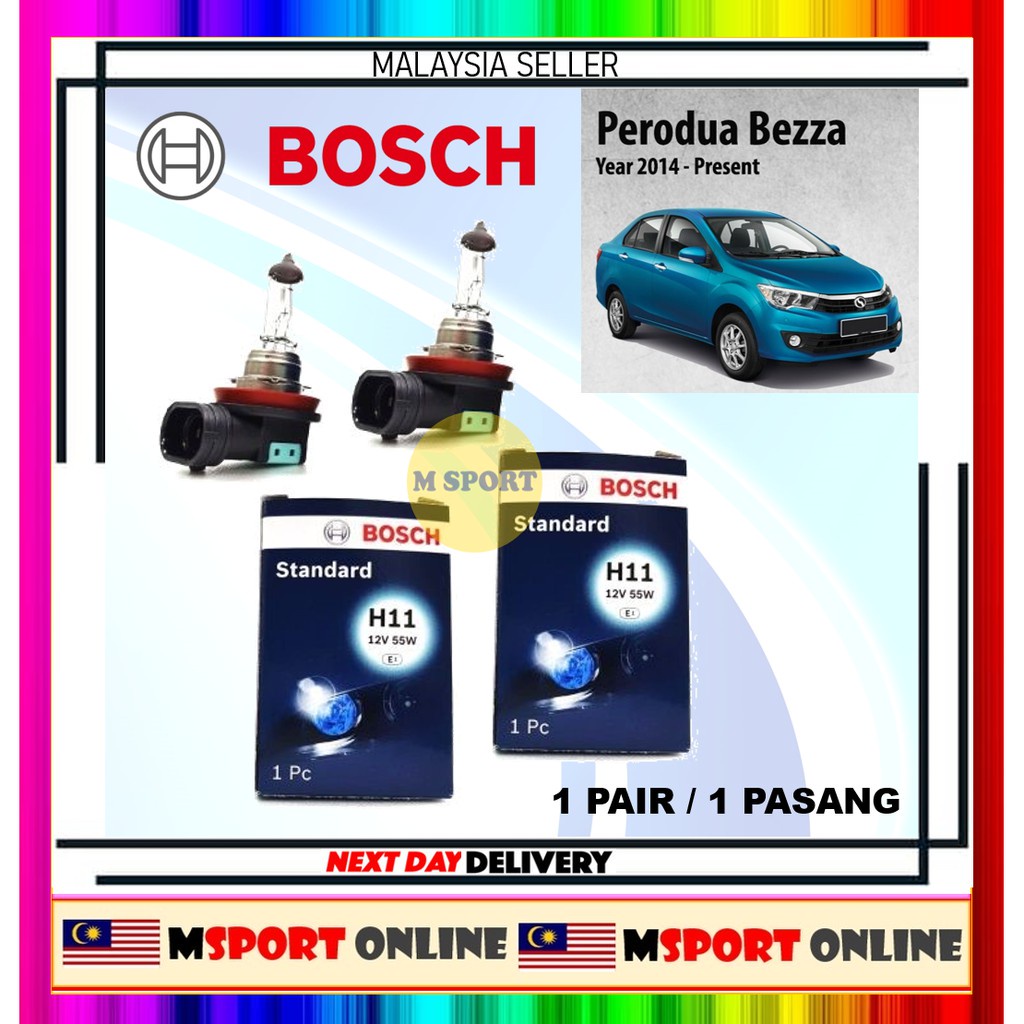 Bosch Headlamp HeadLight H11 Light Bulbs for Perodua Bezza D63D, year ...