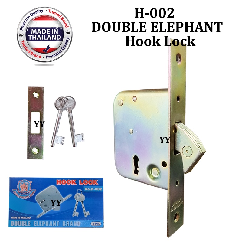 YY DiY DOUBLE ELEPHANT Brand H-002 Hook Lock Steel Door Lock | Shopee ...