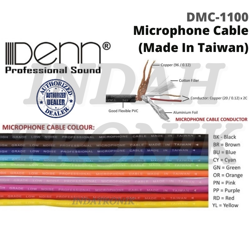 (Per Meter) DENN High Quality Taiwan Shielded Mic Cable Microphone ...