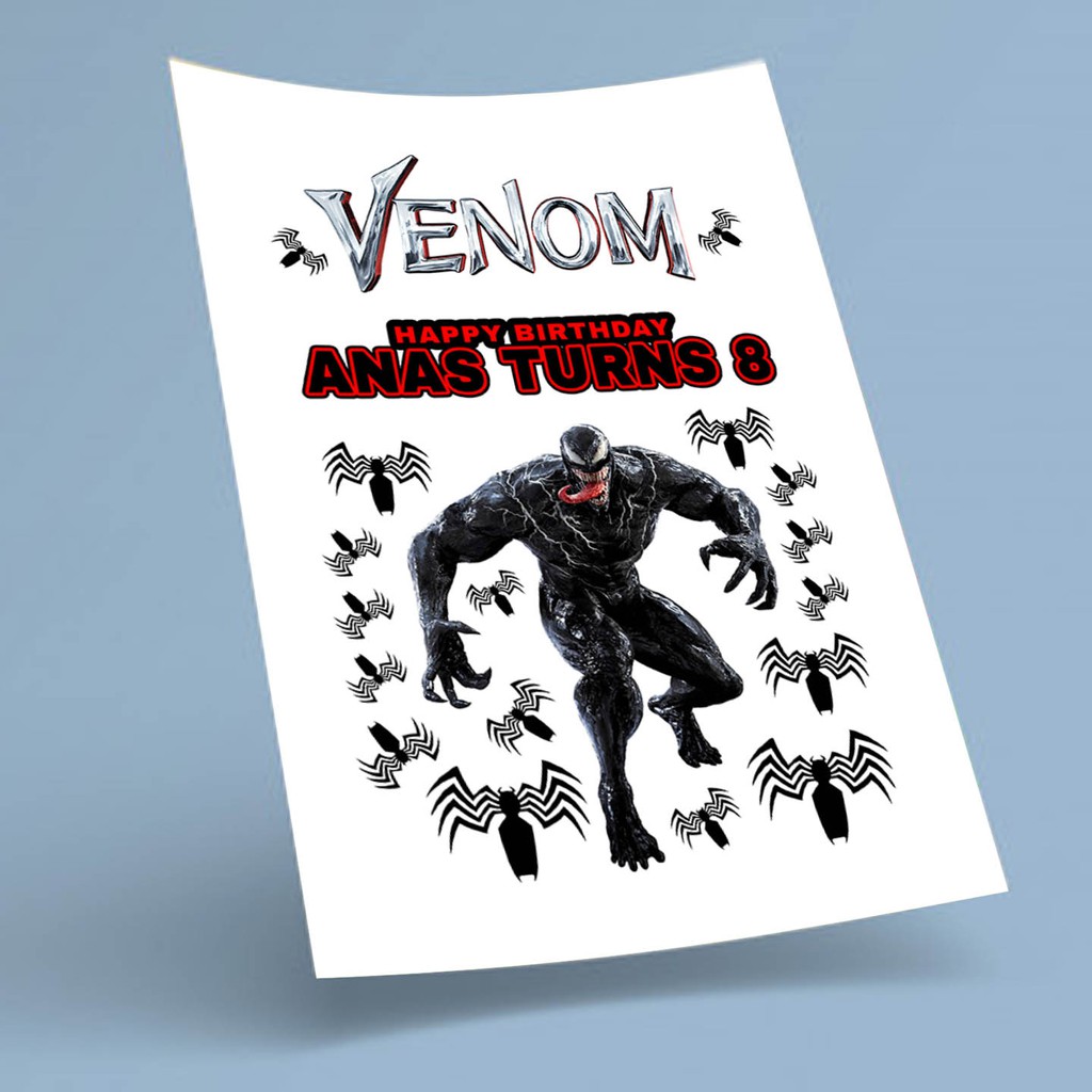 VENOM CUSTOM NAME & AGE [JPEG FORMAT/FILE] [CAKE TOPPER] [PRINT SENDIRI ...
