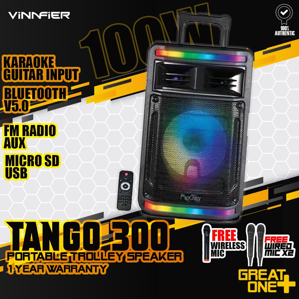 VINNFIER FlipGear Tango 300 WM Wireless Portable Trolley Bluetooth Speaker with Karaoke system ...