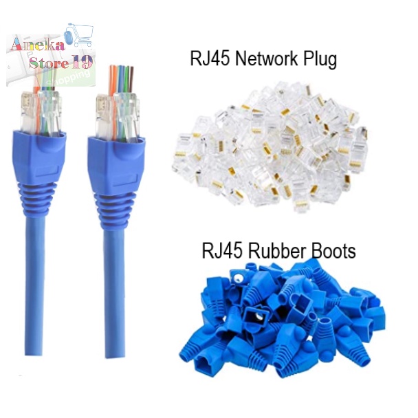 Network Cable Connector RJ45 & Rubber Boots for Cat5e Cat6 RJ45 Lan ...