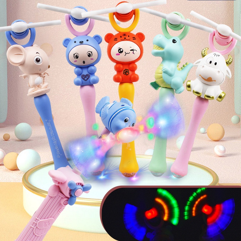 New Lighting Music Stick Cartoon Dinosaur Animal Small Fish Windmill ...