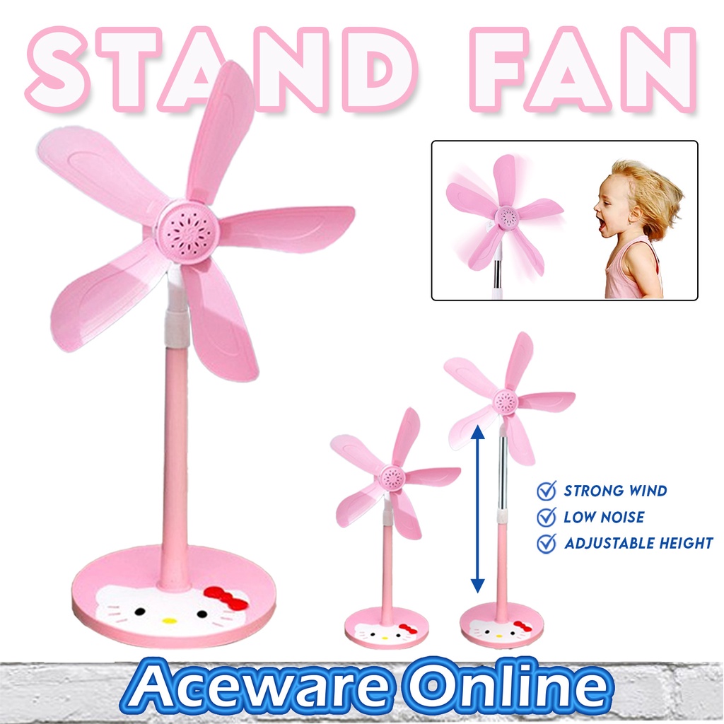 Portable Kids Mini Stand Fan Hello Kitty Minion with 5 Blades Low Noise ...