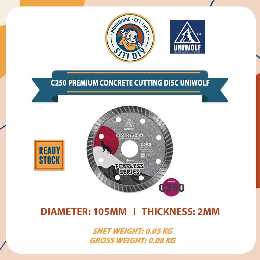 [SitiDIY] UNIWOLF C250 Premium Concrete Cutting Disc/2MM Thickness ...