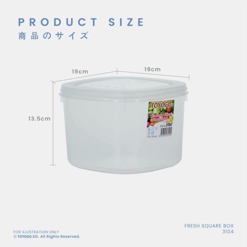 🔥READY STOCK🔥3L Toyogo Fresh Square Box 3104 transparent food container ...