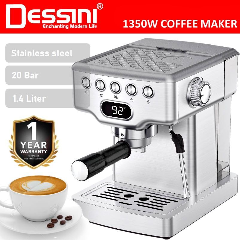 🔥DESSINI🔥 ITALY 20 Bar 1.4L Espresso Coffee Maker Brew Froth Cappuccino ...