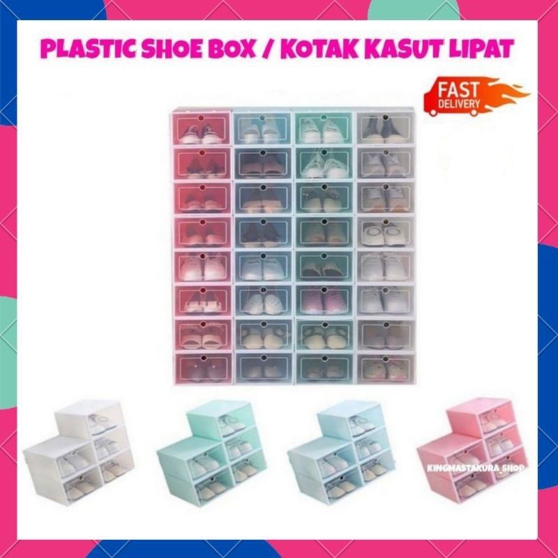 🔥[HOT ITEM]🔥PLASTIC SHOE BOX/KOTAK KASUT LIPAT/STACKABLE KOTAK KASUS ...