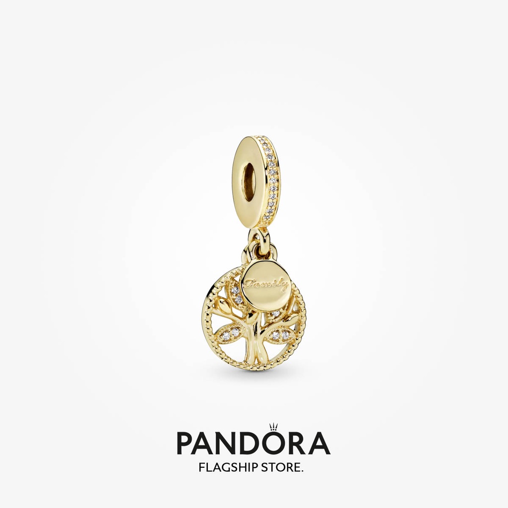 Pandora 14k Gold-Plated Sparkling Family Tree Dangle Charm | Shopee ...